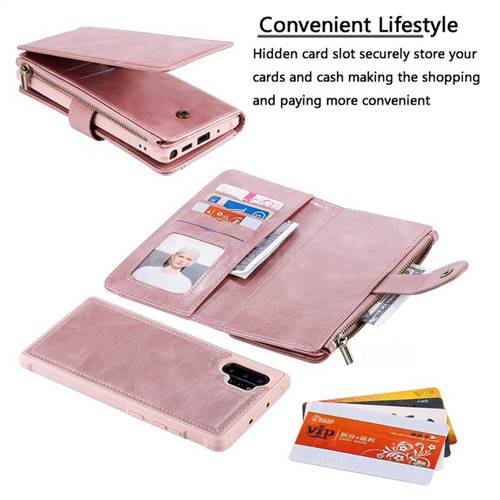 Retro Multifunction Zipper Magnetic Separable Leather Phone Case Cover ...