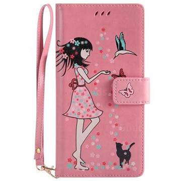 Luminous Flower Girl Cat Leather Wallet Case for Samsung Galaxy Note 8 ...