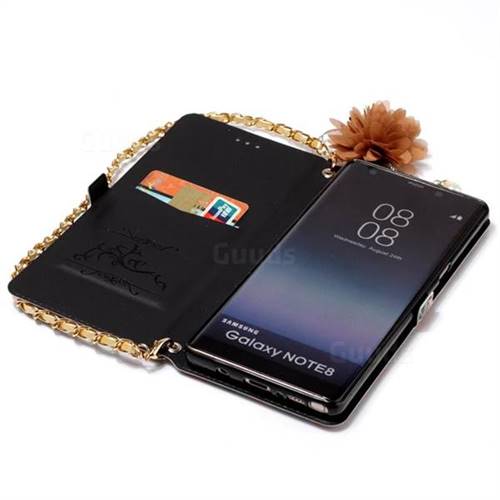 Pink Blue Rose Endeavour Florid Pearl Flower Pendant Metal Strap PU ...