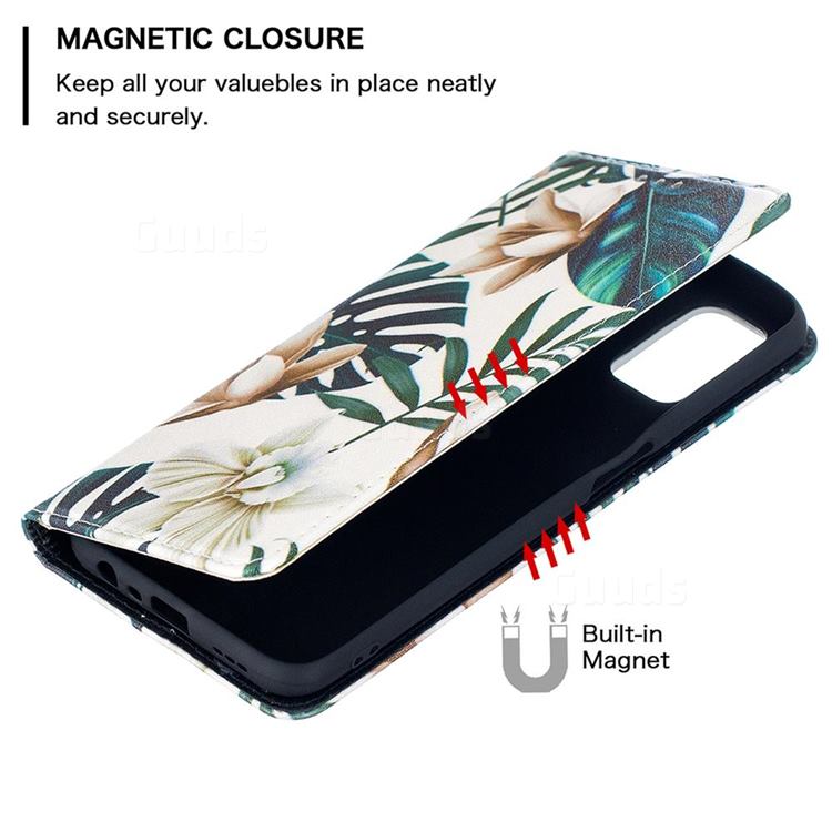 Flower Leaf Slim Magnetic Attraction Wallet Flip Cover for Oppo A52 ...