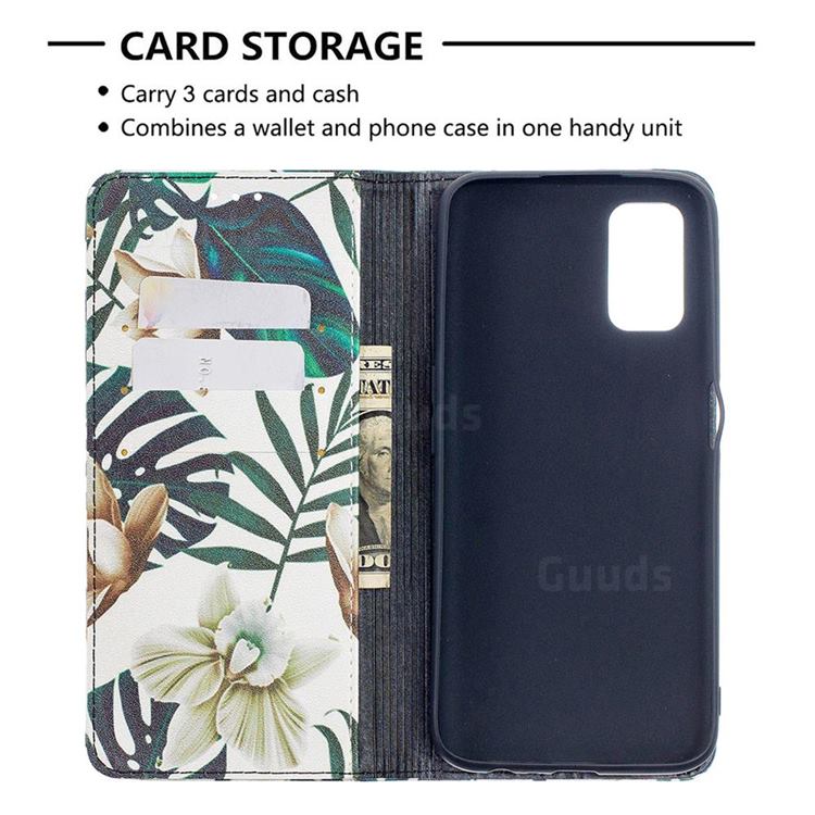 Flower Leaf Slim Magnetic Attraction Wallet Flip Cover for Oppo A52 ...