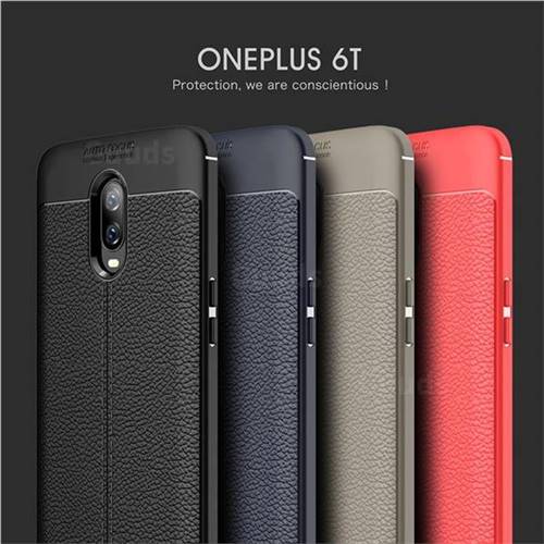 Luxury Auto Focus Litchi Texture Silicone TPU Back Cover for OnePlus 6T ...