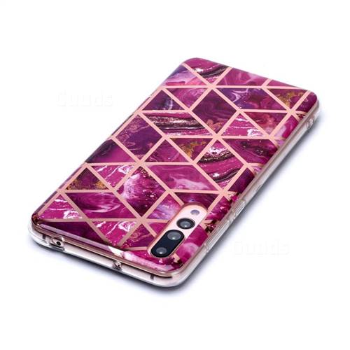 Purple Rhombus Galvanized Rose Gold Marble Phone Back Cover for Huawei ...
