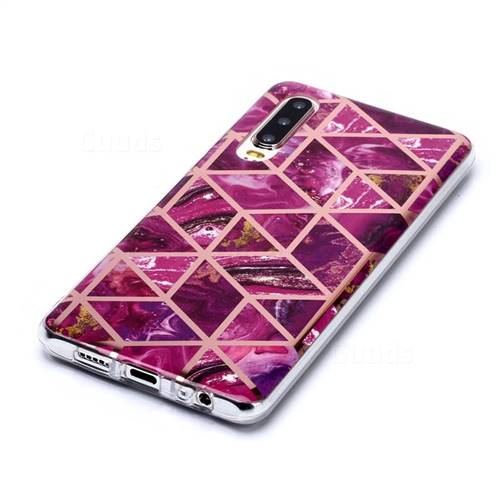 Purple Rhombus Galvanized Rose Gold Marble Phone Back Cover for Huawei ...