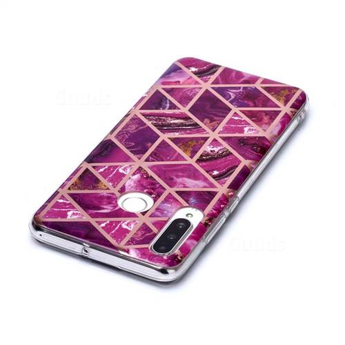 Purple Rhombus Galvanized Rose Gold Marble Phone Back Cover for Huawei ...
