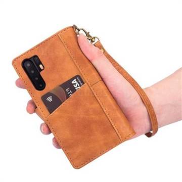 Retro Luxury Multipurpose Purse Phone Case for Huawei P30 Pro - Brown ...