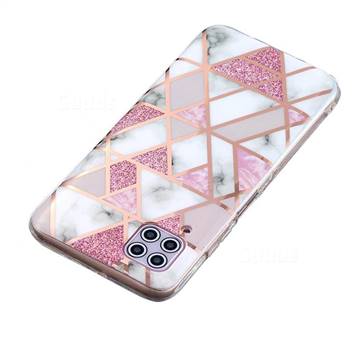 Pink Rhombus Galvanized Rose Gold Marble Phone Back Cover for Huawei ...