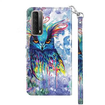 Watercolor Owl 3D Painted Leather Wallet Case for Huawei P smart 2021 ...