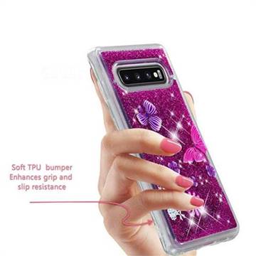 Purple Flower Butterfly Dynamic Liquid Glitter Quicksand Soft TPU Case ...