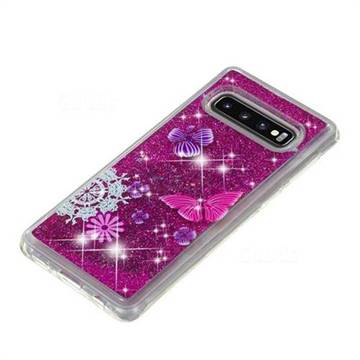 Purple Flower Butterfly Dynamic Liquid Glitter Quicksand Soft TPU Case ...