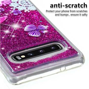 Purple Flower Butterfly Dynamic Liquid Glitter Quicksand Soft TPU Case ...