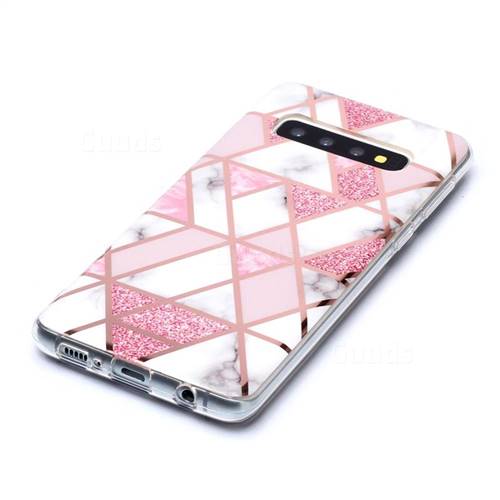Pink Rhombus Galvanized Rose Gold Marble Phone Back Cover for Samsung ...