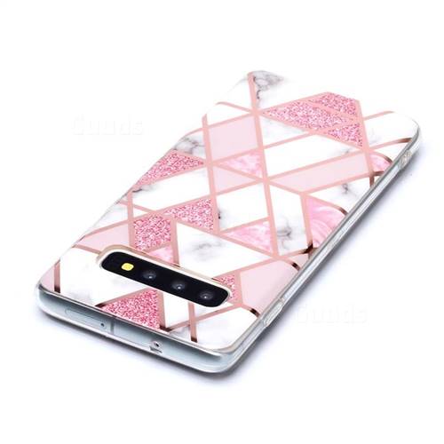 Pink Rhombus Galvanized Rose Gold Marble Phone Back Cover for Samsung ...