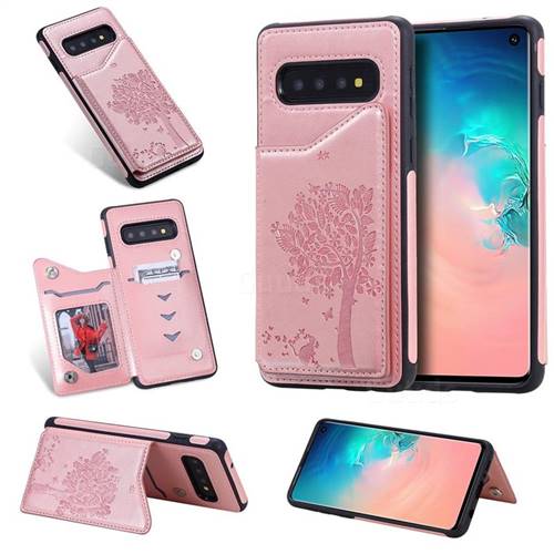 Luxury R61 Tree Cat Magnetic Stand Card Leather Phone Case for Samsung Galaxy S10 (6.1 inch ...