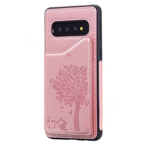 Luxury R61 Tree Cat Magnetic Stand Card Leather Phone Case for Samsung Galaxy S10 (6.1 inch ...