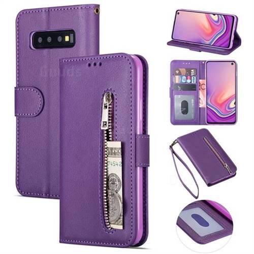 Retro Calfskin Zipper Leather Wallet Case Cover for Samsung Galaxy S10 ...