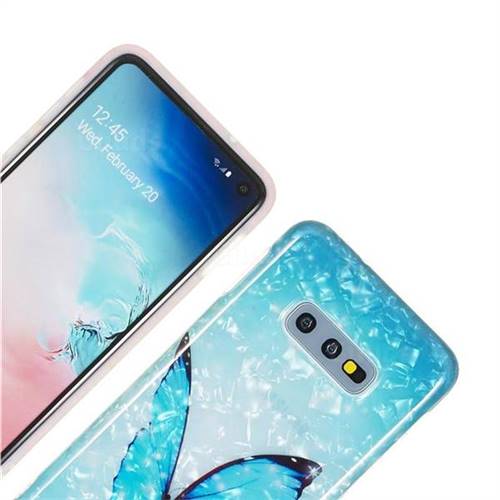 Sea Blue Butterfly Shell Pattern Clear Bumper Glossy Rubber Silicone ...