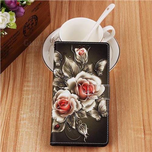 Black Rose Matte Leather Wallet Phone Case for Samsung Galaxy S10e (5.8 ...