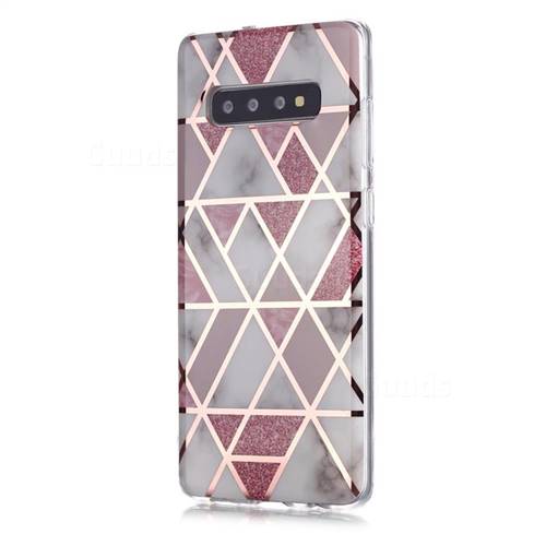 Pink Rhombus Galvanized Rose Gold Marble Phone Back Cover for Samsung ...