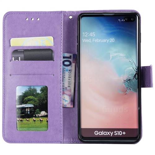 Embossing Cherry Blossom Cat Leather Wallet Case for Samsung Galaxy S10 ...