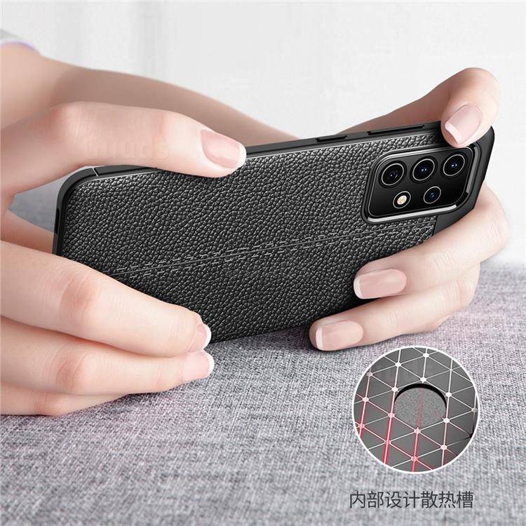 Luxury Auto Focus Litchi Texture Silicone TPU Back Cover for Samsung Galaxy A52 5G - Black ...