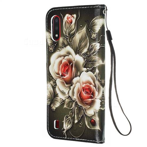 Black Rose Matte Leather Wallet Phone Case for Samsung Galaxy A01 ...