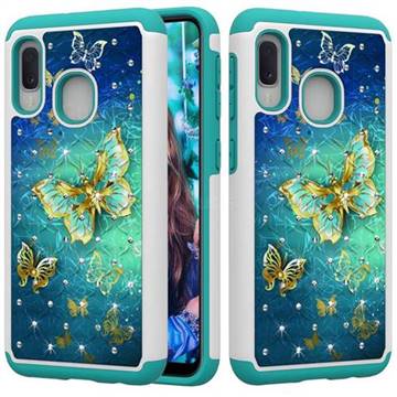 Gold Butterfly Studded Rhinestone Bling Diamond Shock Absorbing Hybrid ...