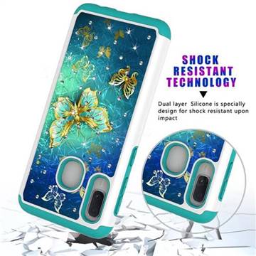 Gold Butterfly Studded Rhinestone Bling Diamond Shock Absorbing Hybrid ...