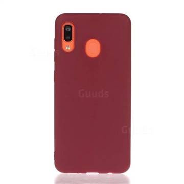 Soft Matte Silicone Phone Cover for Samsung Galaxy A20 - Wine Red ...