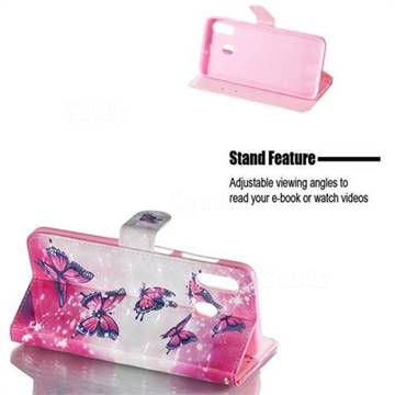 Pink Butterfly 3D Painted Leather Wallet Phone Case for Samsung Galaxy ...