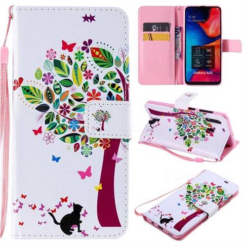 Cat and Tree PU Leather Wallet Case for Samsung Galaxy A20 - Galaxy A20 ...