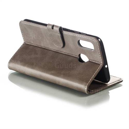 Embossing Happy Cat Leather Wallet Case for Samsung Galaxy A20 - Gray ...