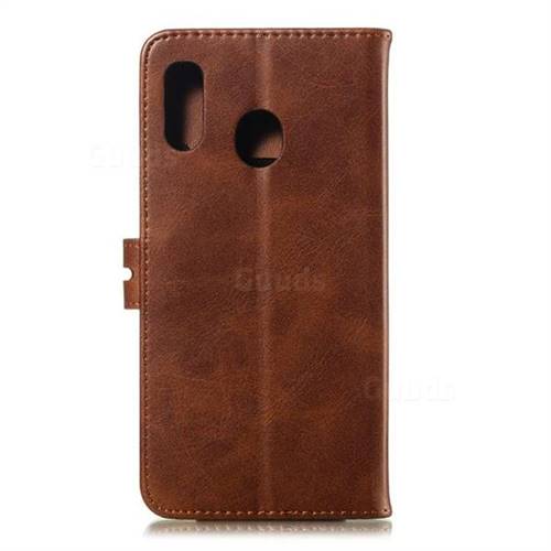 Embossing Happy Cat Leather Wallet Case for Samsung Galaxy A20 - Brown ...
