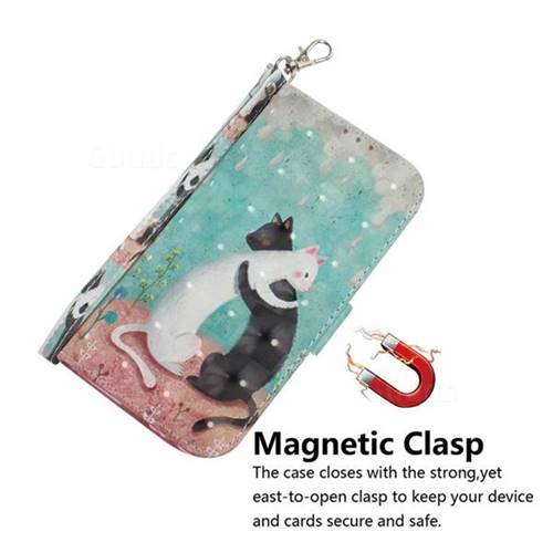 Black and White Cat 3D Painted Leather Wallet Phone Case for Samsung ...