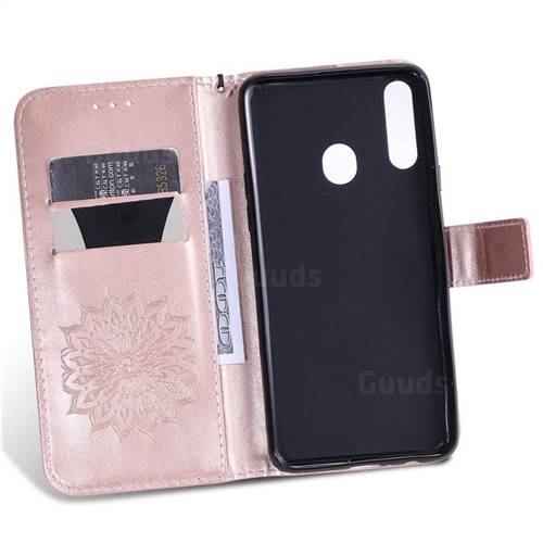 Embossing Sunflower Leather Wallet Case for Samsung Galaxy A20s - Rose ...
