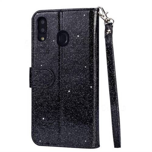 Glitter Shine Leather Zipper Wallet Phone Case for Samsung Galaxy A30 ...