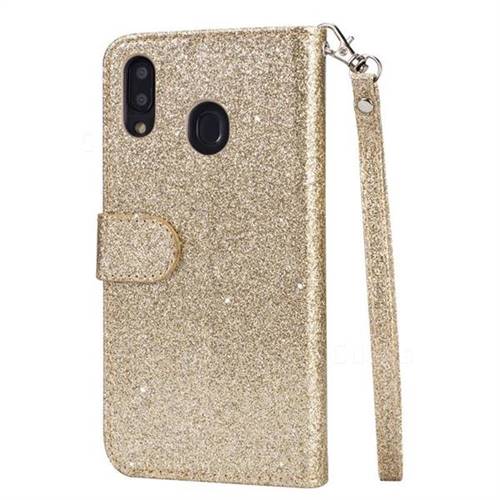Glitter Shine Leather Zipper Wallet Phone Case for Samsung Galaxy A30 ...