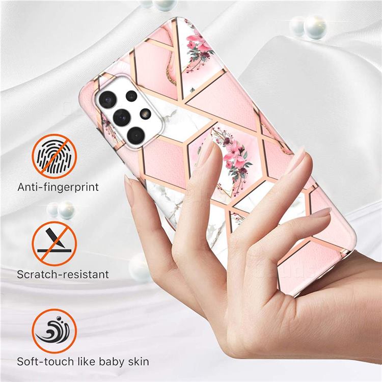 Pink Flower Marble Electroplating Protective Case Cover for Samsung ...