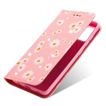 Ultra Slim Daisy Sparkle Glitter Powder Magnetic Leather Wallet Case ...