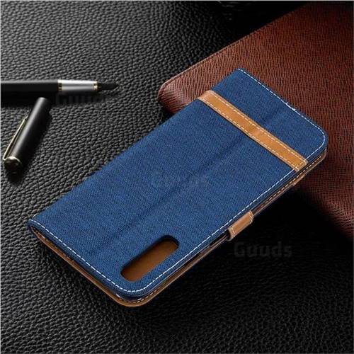 Jeans Cowboy Denim Leather Wallet Case for Samsung Galaxy A50 - Dark ...