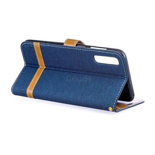 Jeans Cowboy Denim Leather Wallet Case for Samsung Galaxy A50 - Dark ...