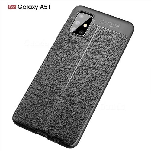 Luxury Auto Focus Litchi Texture Silicone TPU Back Cover for Samsung Galaxy A51 4G - Black ...