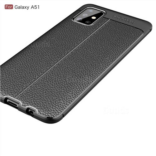 Luxury Auto Focus Litchi Texture Silicone TPU Back Cover for Samsung Galaxy A51 4G - Black ...