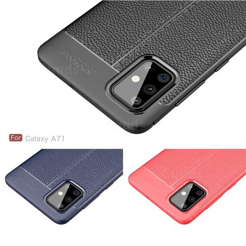 Luxury Auto Focus Litchi Texture Silicone TPU Back Cover for Samsung Galaxy A71 4G - Black ...
