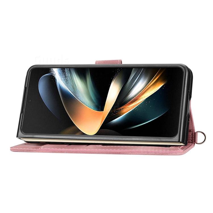 Skin Feel Embossed Lace Flower Multiple Card Slots Leather Wallet Phone ...