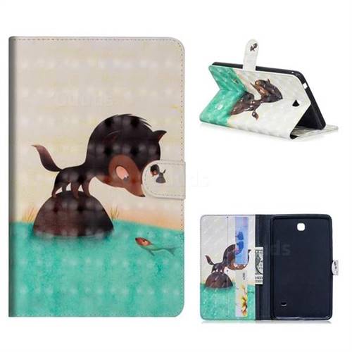 Fox Catching Fish 3D Painted Leather Tablet Wallet Case for Samsung ...