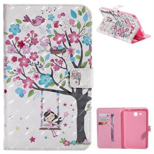Flower Tree Swing Girl 3D Painted Tablet Leather Wallet Case for ...