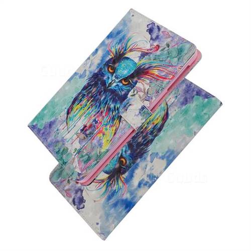 Watercolor Owl 3D Painted Leather Tablet Wallet Case for Samsung Galaxy ...