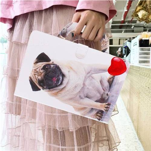 Pug Dog Handbag Tablet Leather Wallet Flip Cover for Samsung Galaxy Tab ...