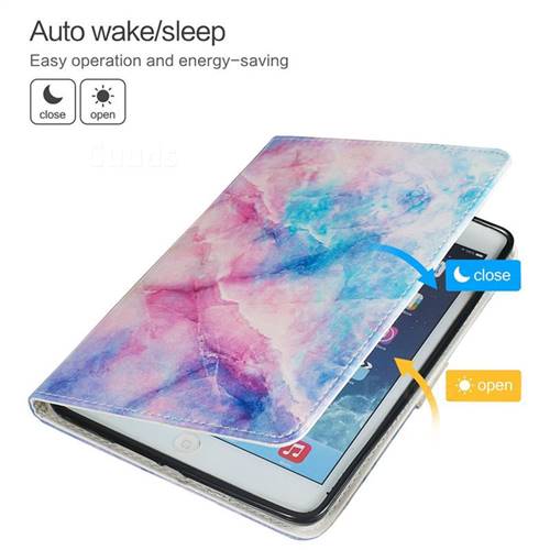 Blue Pink Marble Smooth Leather Tablet Wallet Case for Samsung Galaxy ...